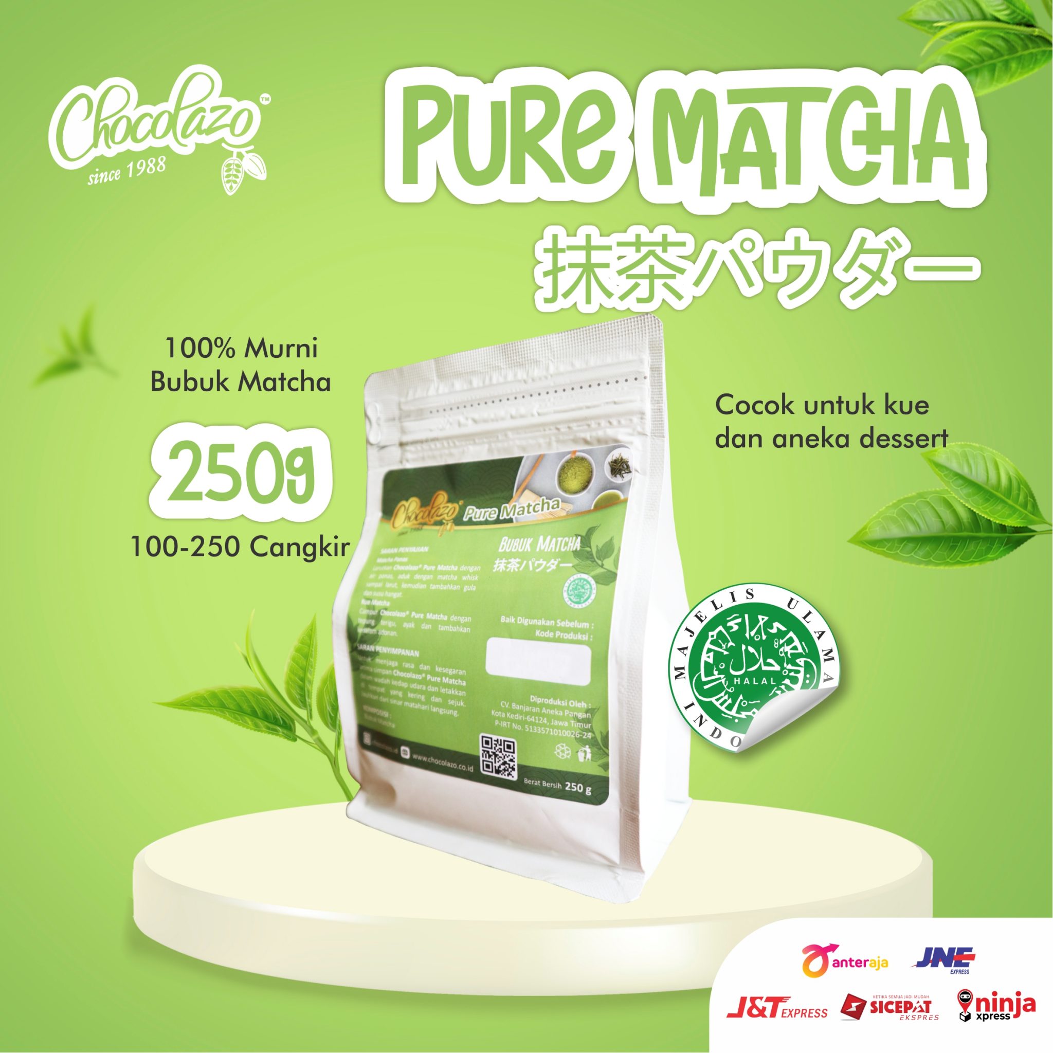 Pure (100%) Matcha Powder 50g – Matcha Bubuk Murni | Chocolazo Indonesia